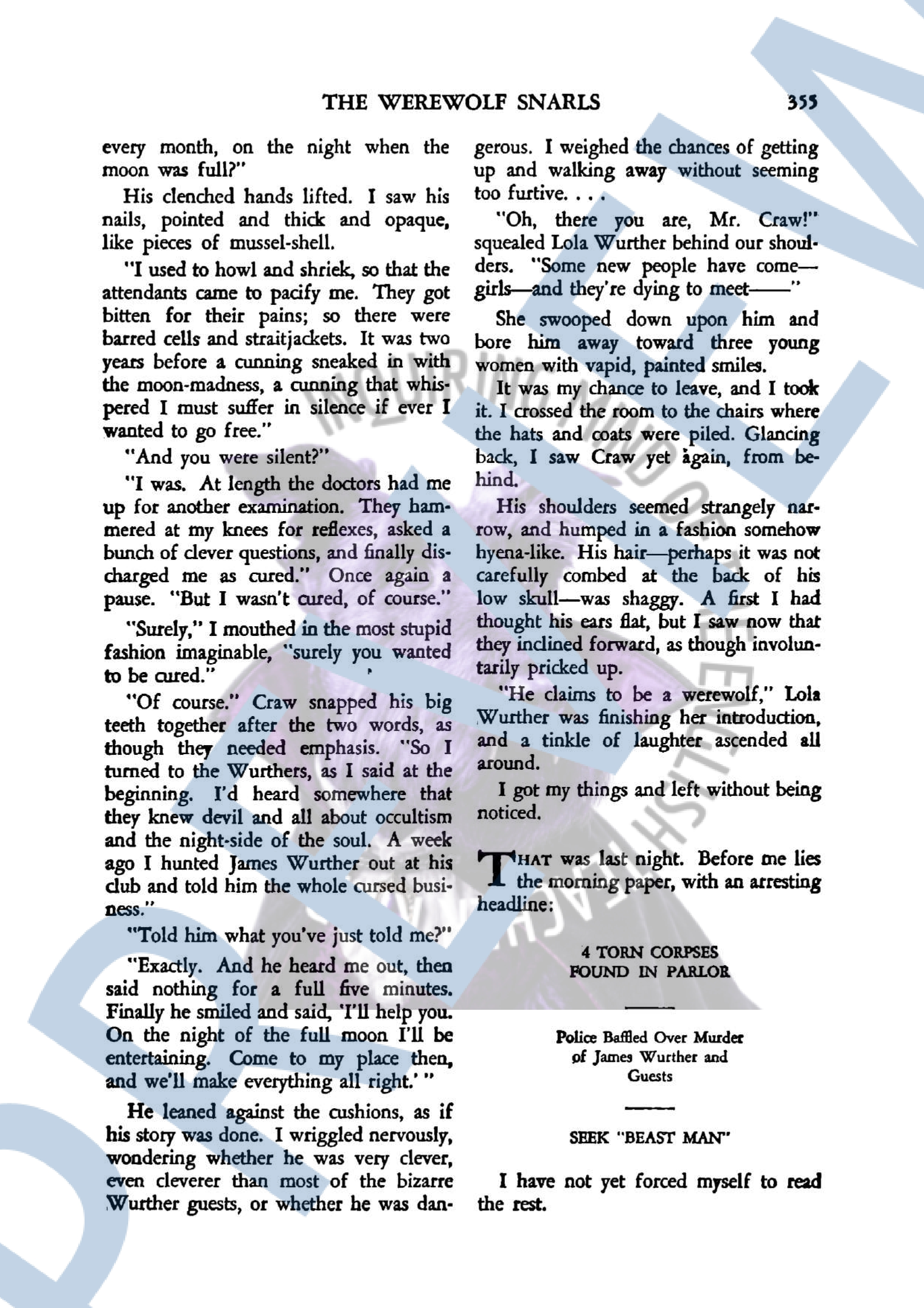 "The Werewolf Snarls" by Manly Wade Wellman Quiz and Answer Key ...
