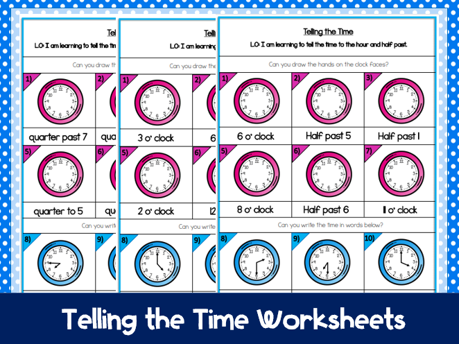 Year 2: Telling the Time (differentiated worksheets) | Teaching Resources