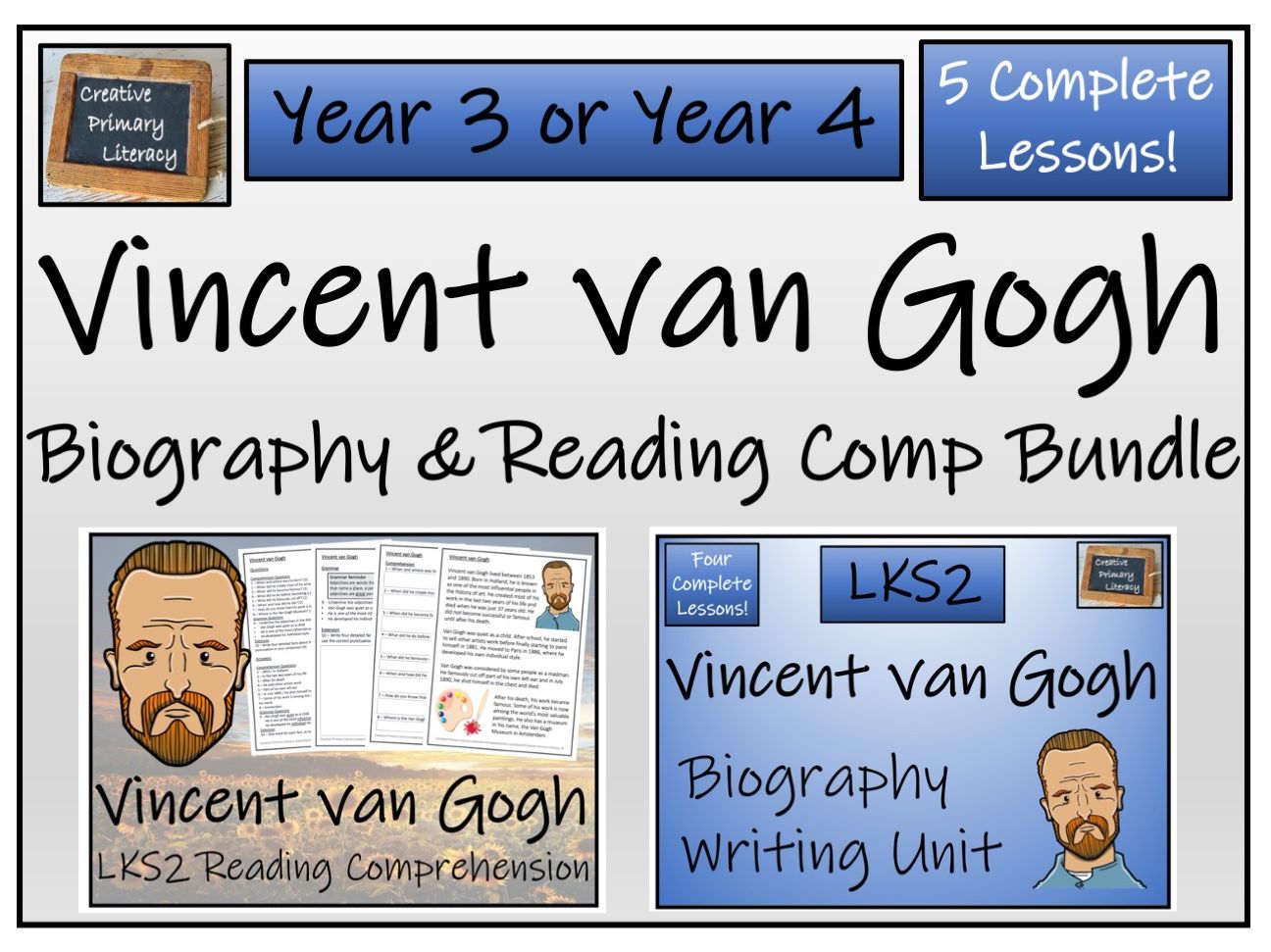 LKS2 Vincent van Gogh Reading Comprehension & Biography Bundle ...