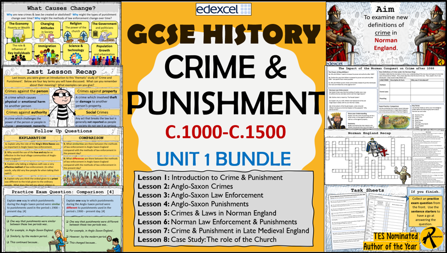 GCSE History Edexcel: Crime & Punishment Unit 1 Bundle (Lessons 1-8 ...