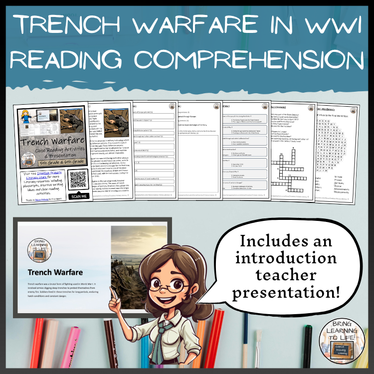 Trench Warfare in World War I Reading Comprehension Activities | Year 5 ...