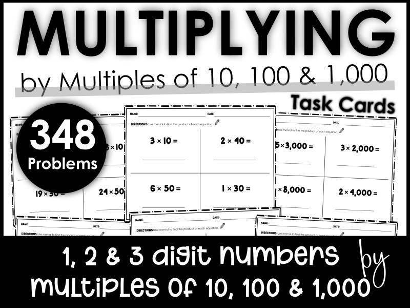 Multiplying by Multiples of 10 100 1000 Task Cards | Teaching Resources