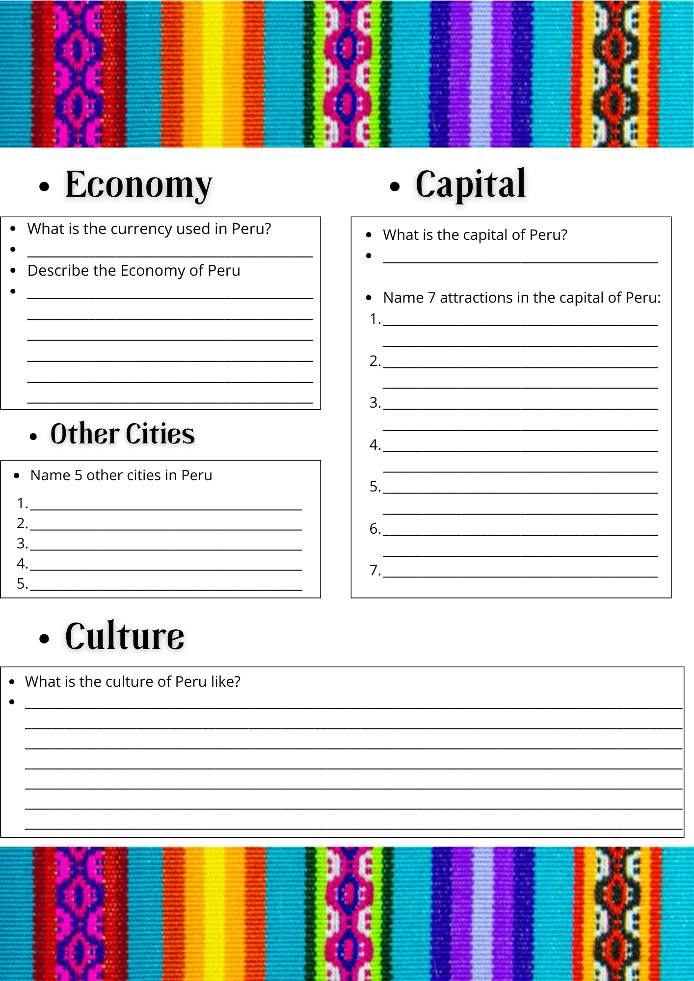 Country Study Research Project - Peru - Social Studies Report - South ...