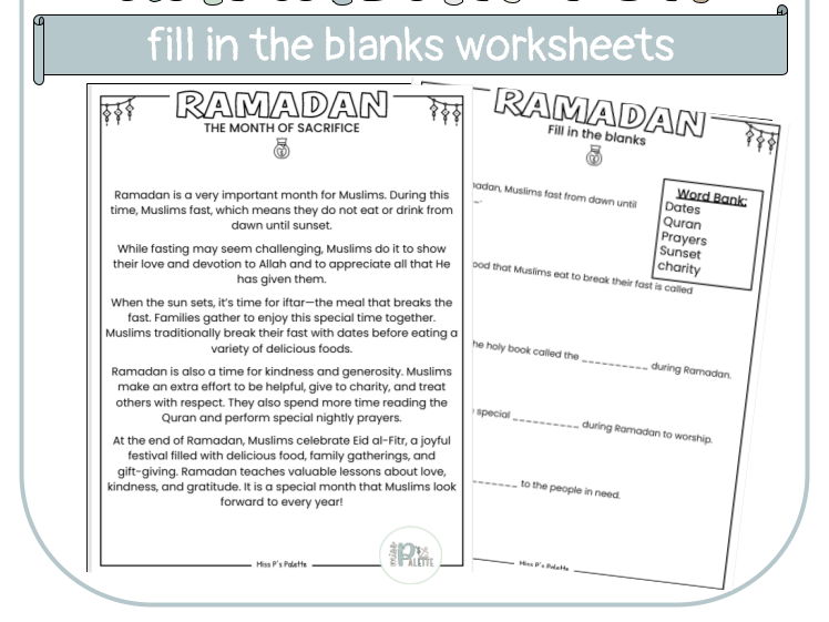 Ramadan Fill in the Blanks Differentiated Worksheets | Teaching Resources