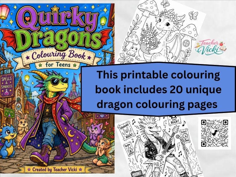 Quirky Dragons Colouring Book for Teens | 20 Fantasy Dragon Coloring ...