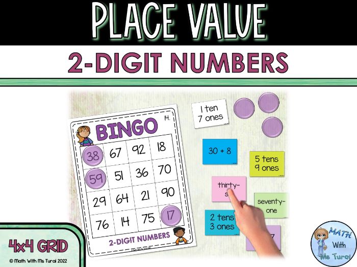 2-Digit Place Value Bingo Game 4x4 Grid | Teaching Resources
