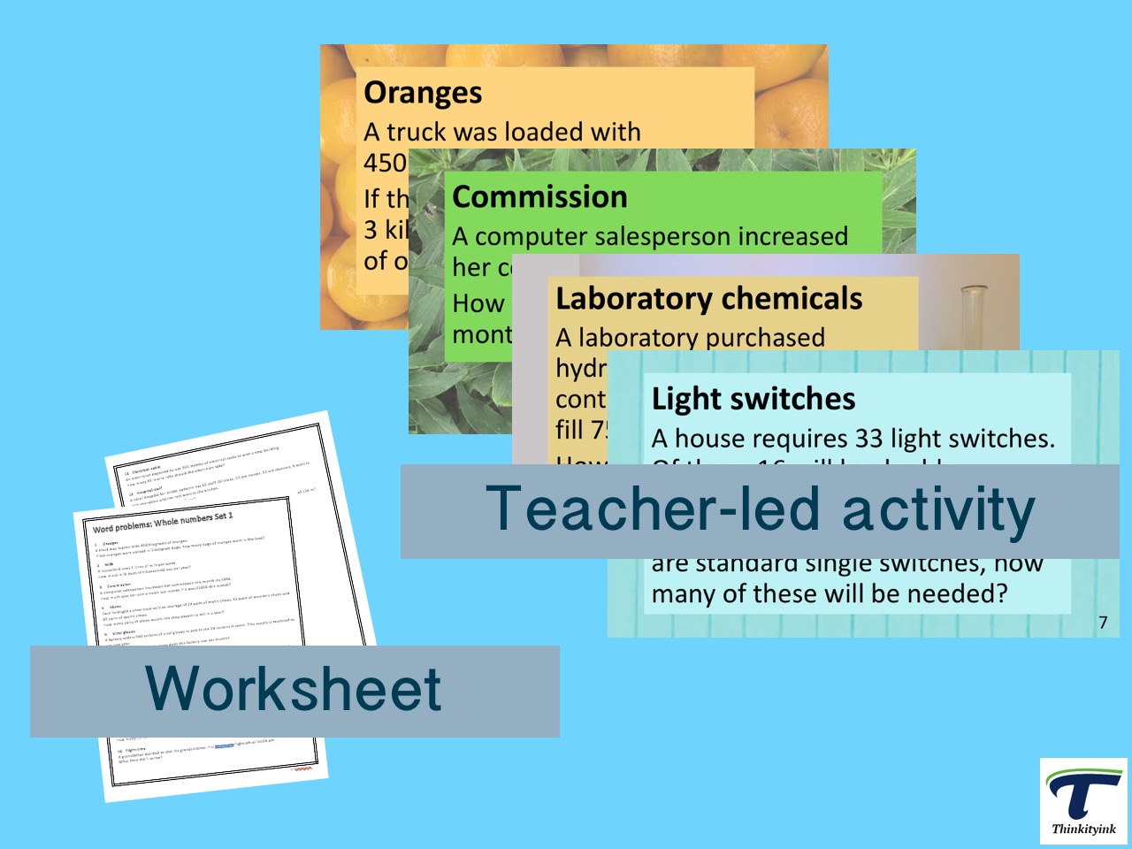 Whole Numbers Word Problems Set 1 Teaching Resources