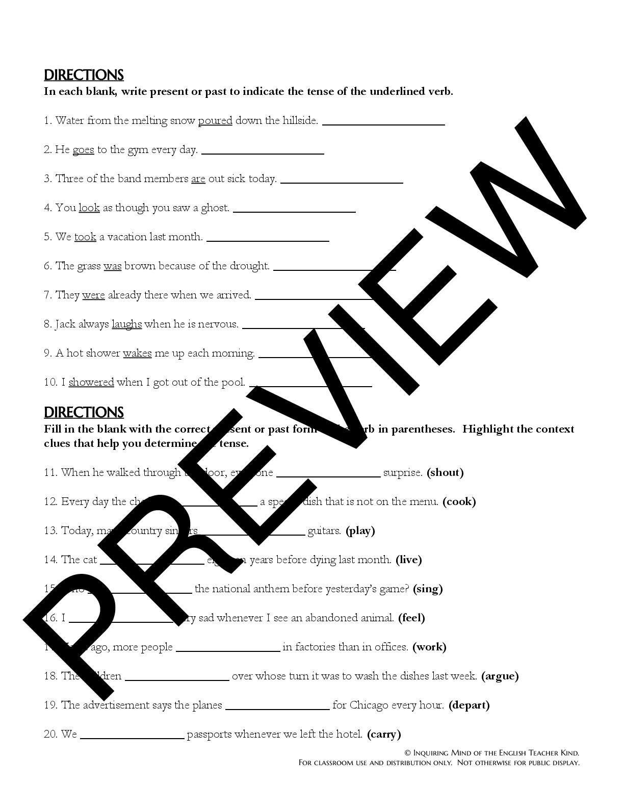 Grammar Worksheet On Verb Tenses Teaching Resources Grammar Worksheet On Verb Tenses Teaching Resources
