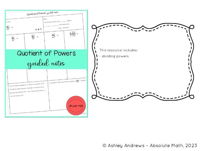 Quotient of Powers Guided Notes | Teaching Resources