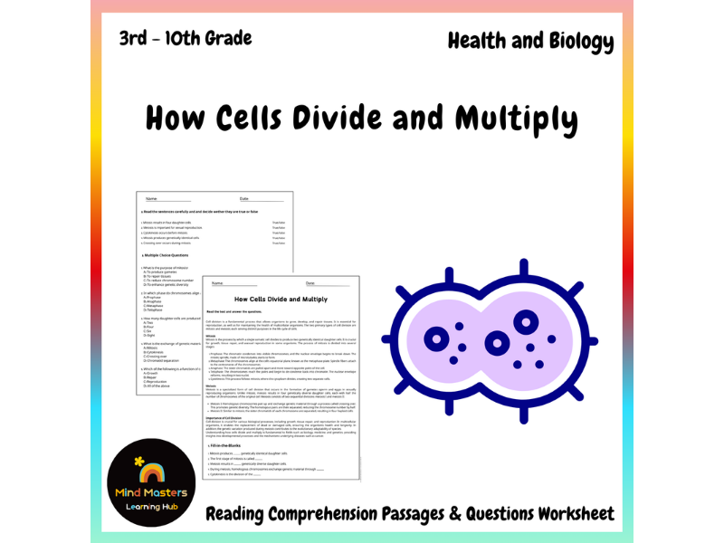 How Cells Divide and Multiply Reading Comprehension Passages ...