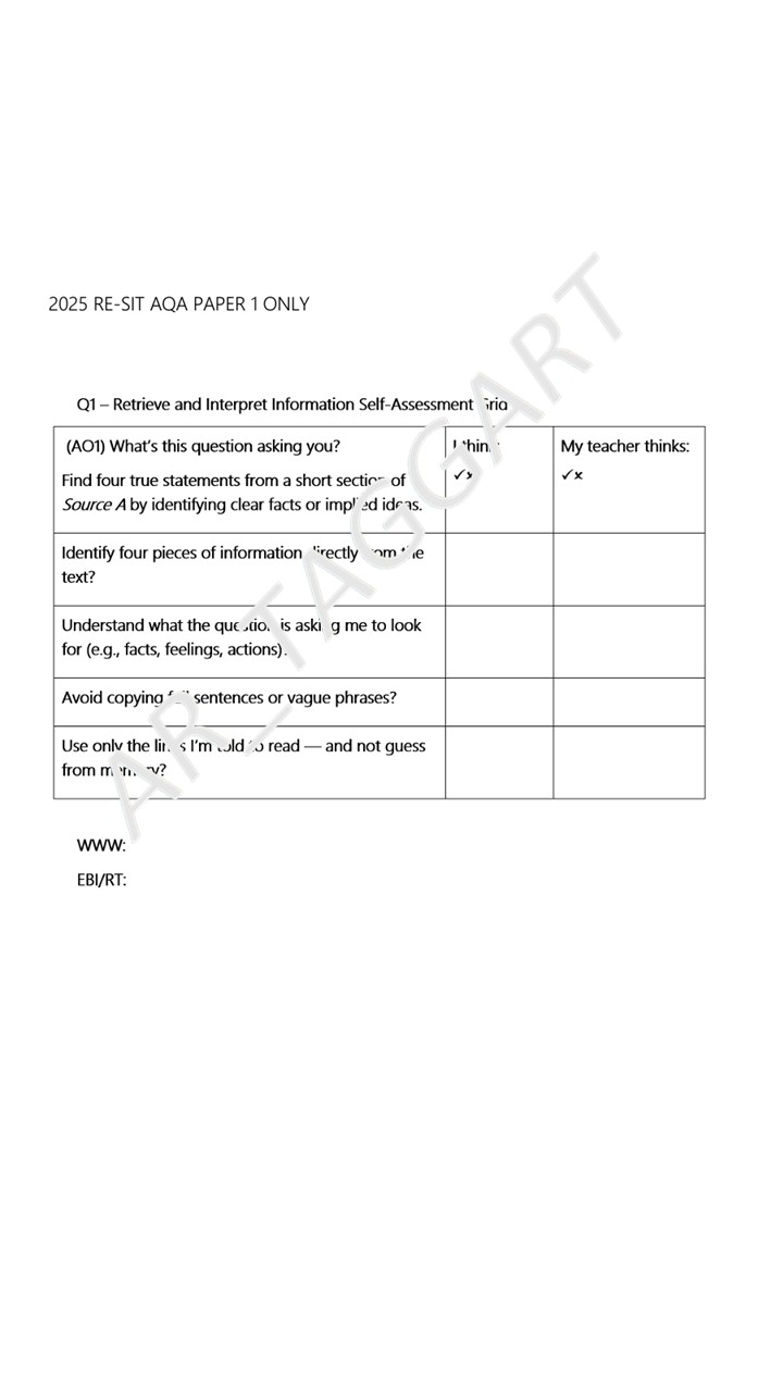 AQA (2026) Paper 1 | Gilman: The Yellow Wallpaper | AO SA Grid + Q5 ...