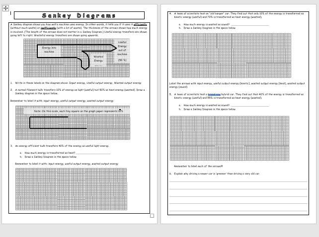 Year 7 Energy L3 - Conservation law (Worksheet) | Teaching Resources