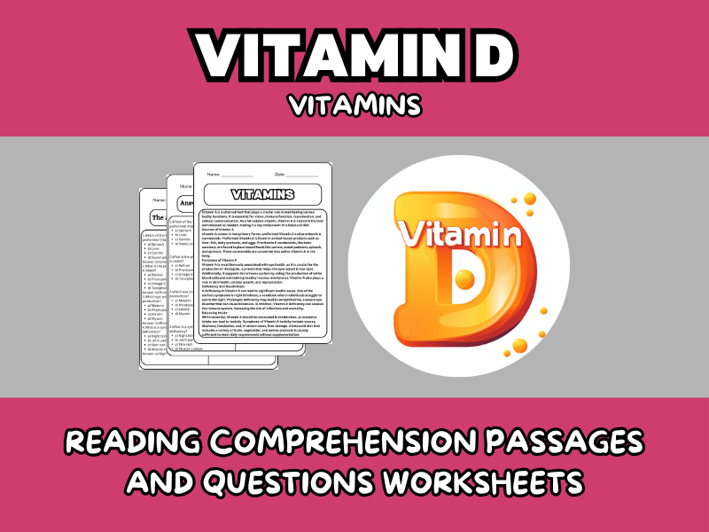 Vitamin D Reading Comprehension Passages and Questions Worksheets ...