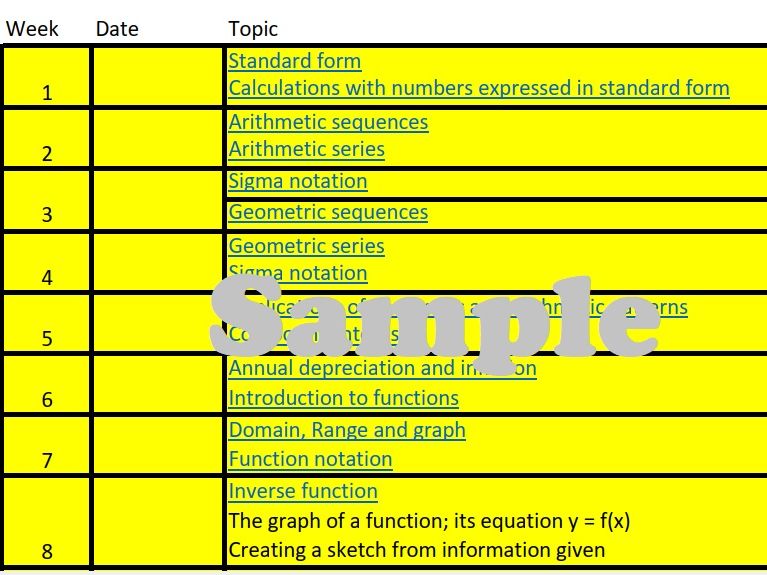 Scheme Of Work IB Mathematics Analysis And Approaches SL