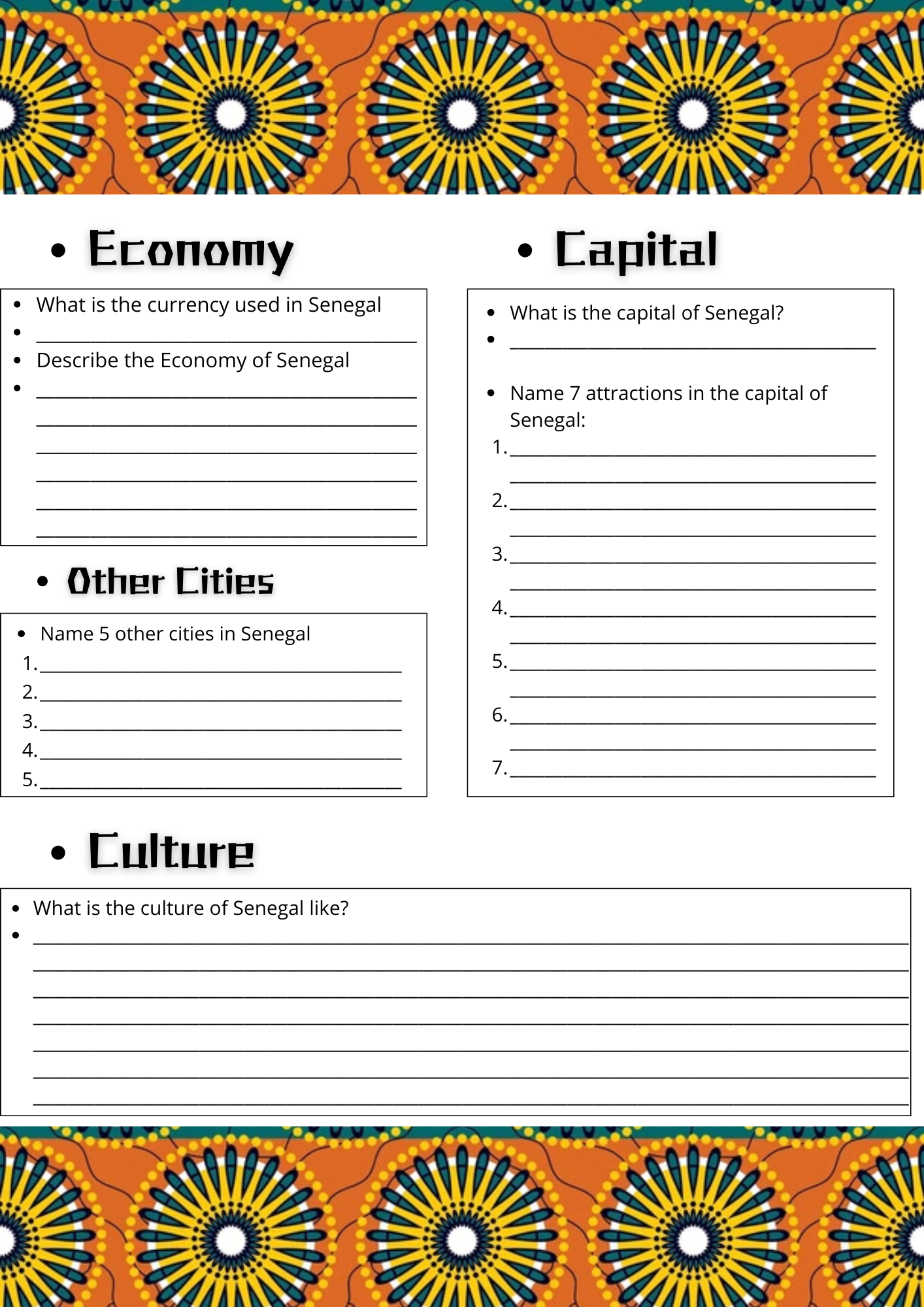 Country Study Research Project - Senegal - Social Studies Report - West ...