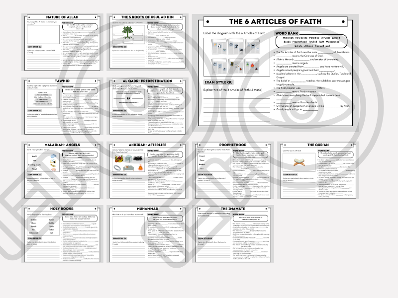 GCSE RS AQA Islam Beliefs and Teachings Worksheet Pack | Teaching Resources