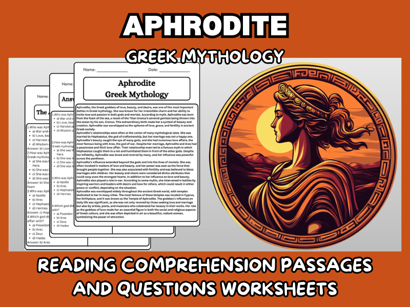 Greek Mythology Reading Comprehension Passages and Questions Worksheets ...