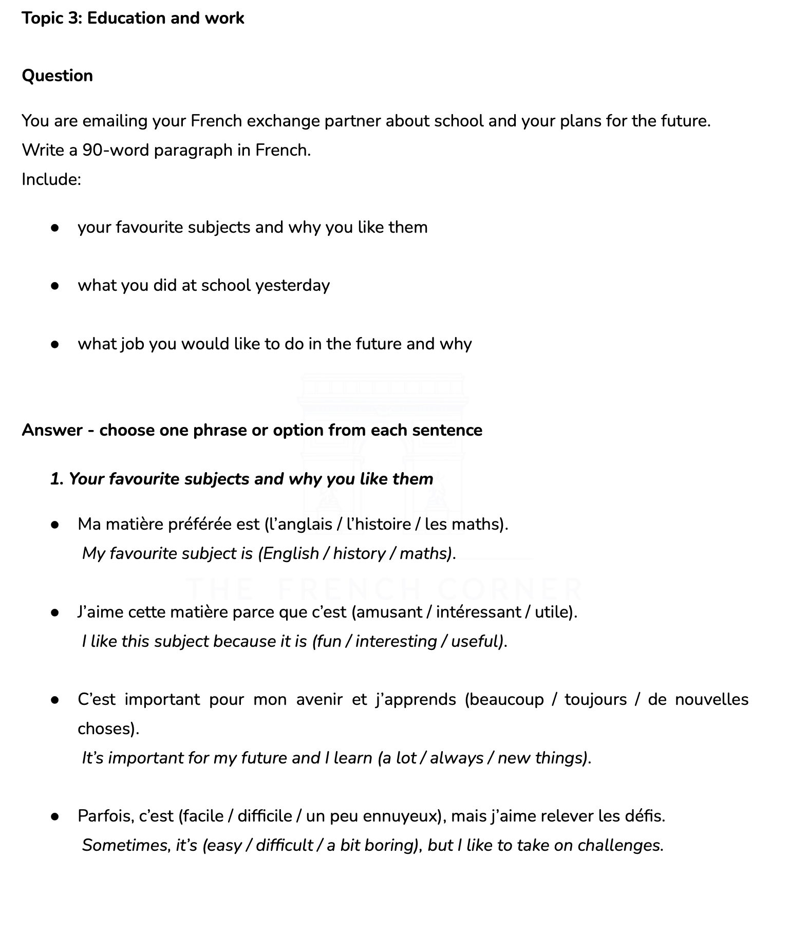 FREE - Theme 1 GCSE Foundation French Writing Practice (New 2026 spec ...