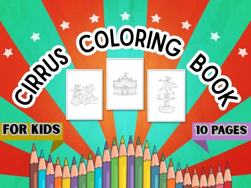 Circus Coloring Book | 10 Pages for Kids PreK-2 | Teaching Resources