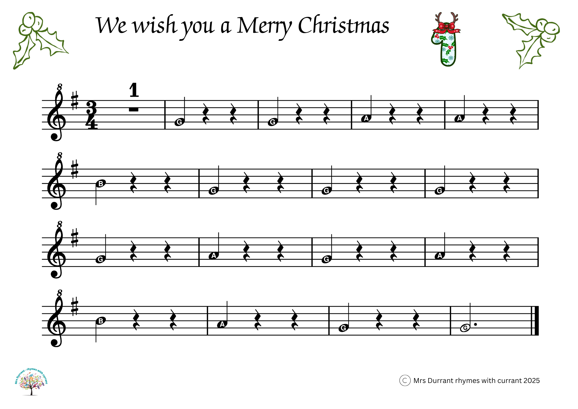 We wish you a Merry Christmas - playalong parts | Teaching Resources