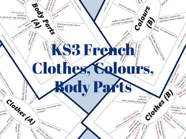 French Clothes, Colours and Body Parts Revision Clocks Worksheets ...