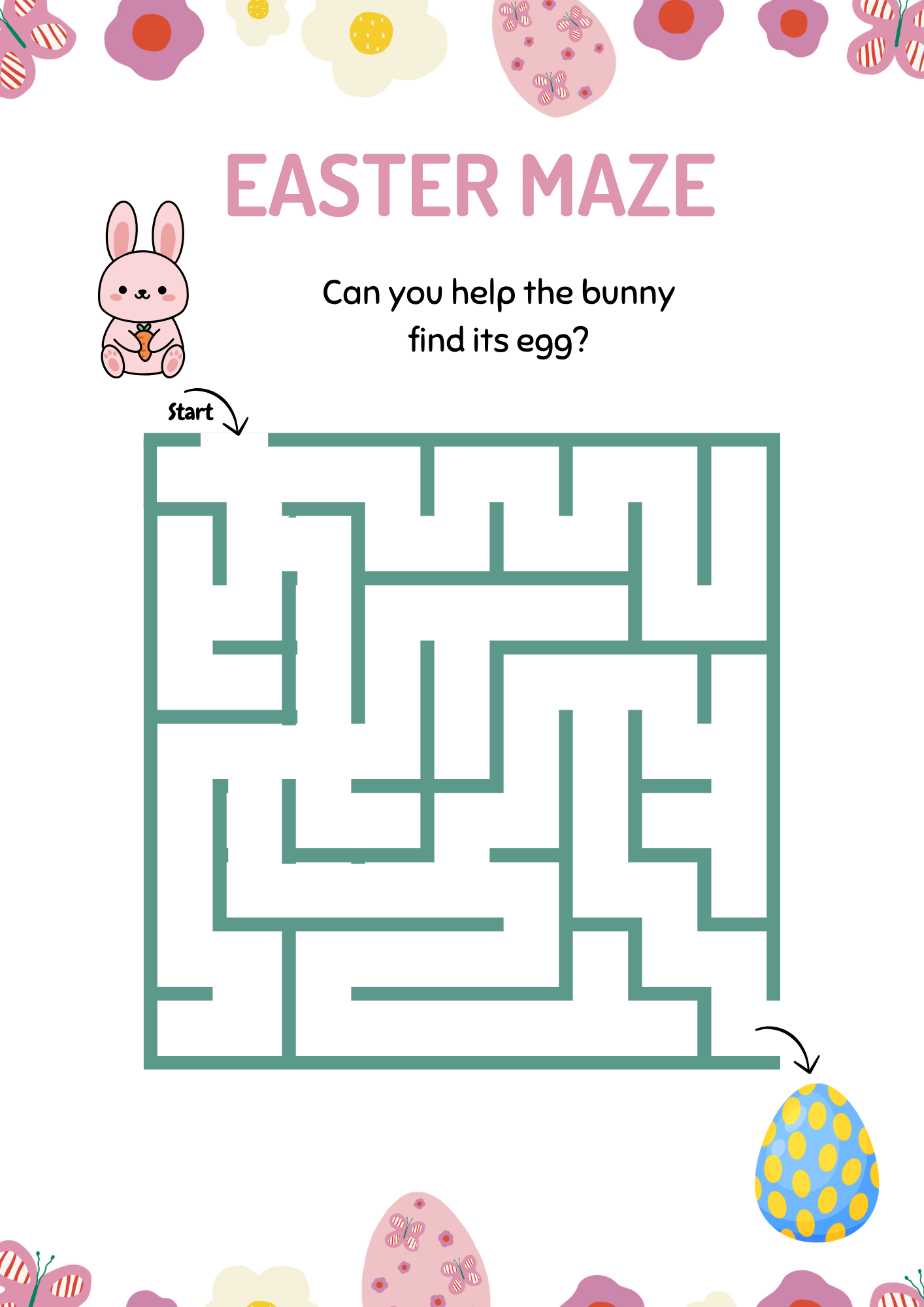 FREE Easter Activity Pack – Bunny Maze & Tracing Words (Ages 3–7 ...
