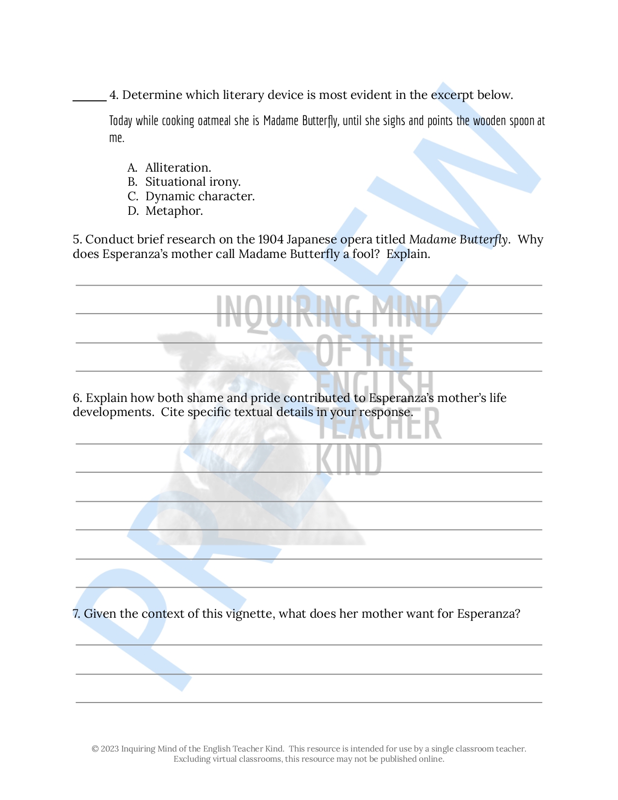 House on Mango Street Close Reading - "A Smart Cookie" | Teaching Resources