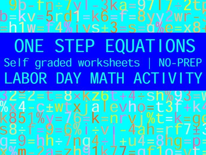 LABOR DAY MATH - ONE STEP EQUATIONS | Teaching Resources