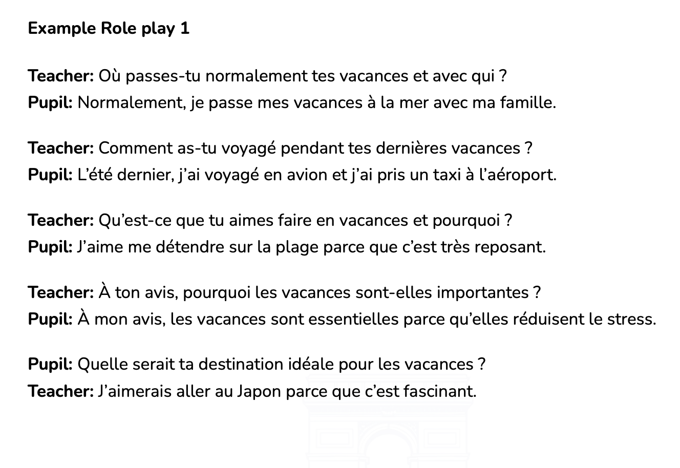2026 AQA GCSE French Speaking Higher Tier Role Play | Teaching Resources