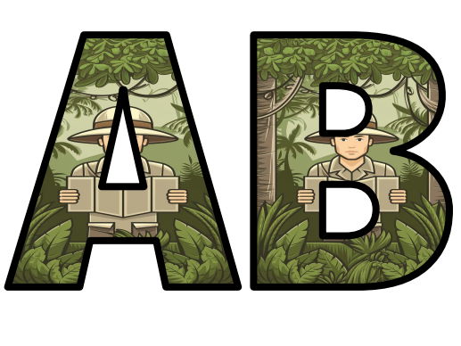 Jungle Safari Explorer Map Treasure Man Lettering Set Display Title ...