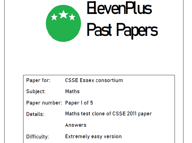 2011 CSSE Clone of maths past paper 1 Extremely Easy Version | Teaching ...
