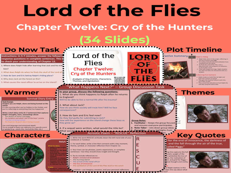 Lord of the Flies Chapter 12 PowerPoint (PPT) Summary and Analysis ...