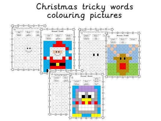 Christmas Tricky word sight word puzzle colouring - Year 1 / Year 2 by ...