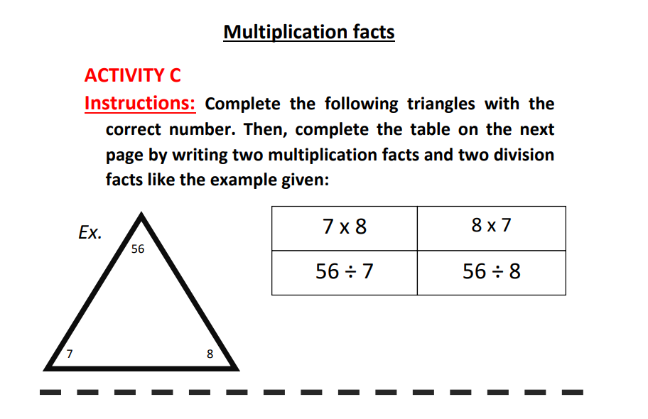 MULTIPLICATION AND DIVISION FACTS 8 TIMES TABLE Teaching Resources