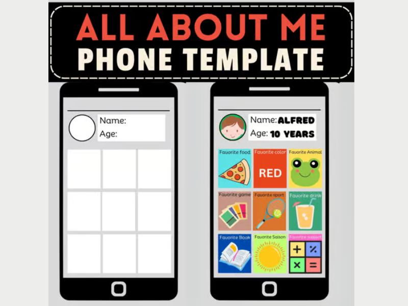 Back to School All About Me Phone Template: Getting to Know You Phone ...