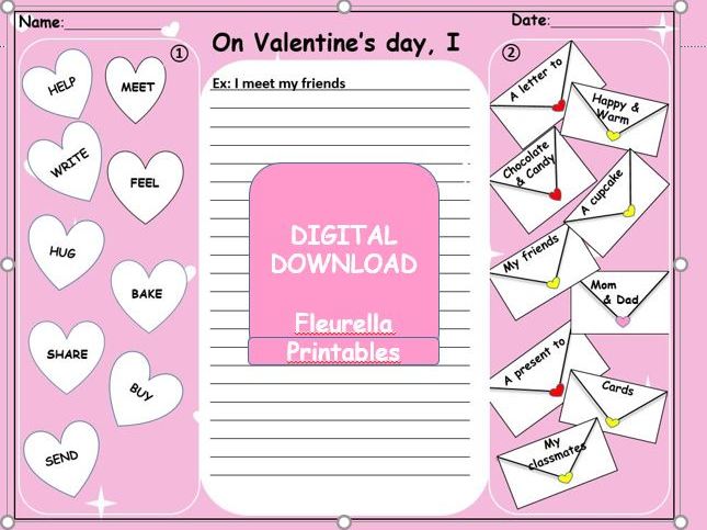 Valentine's Day Sentence Making Worksheet (1 Page) | Teaching Resources