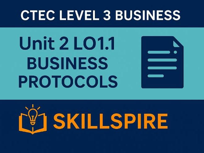 CTEC Level 3 Business - Unit 2 Lesson1 LO1.1 | Business Protocols ...