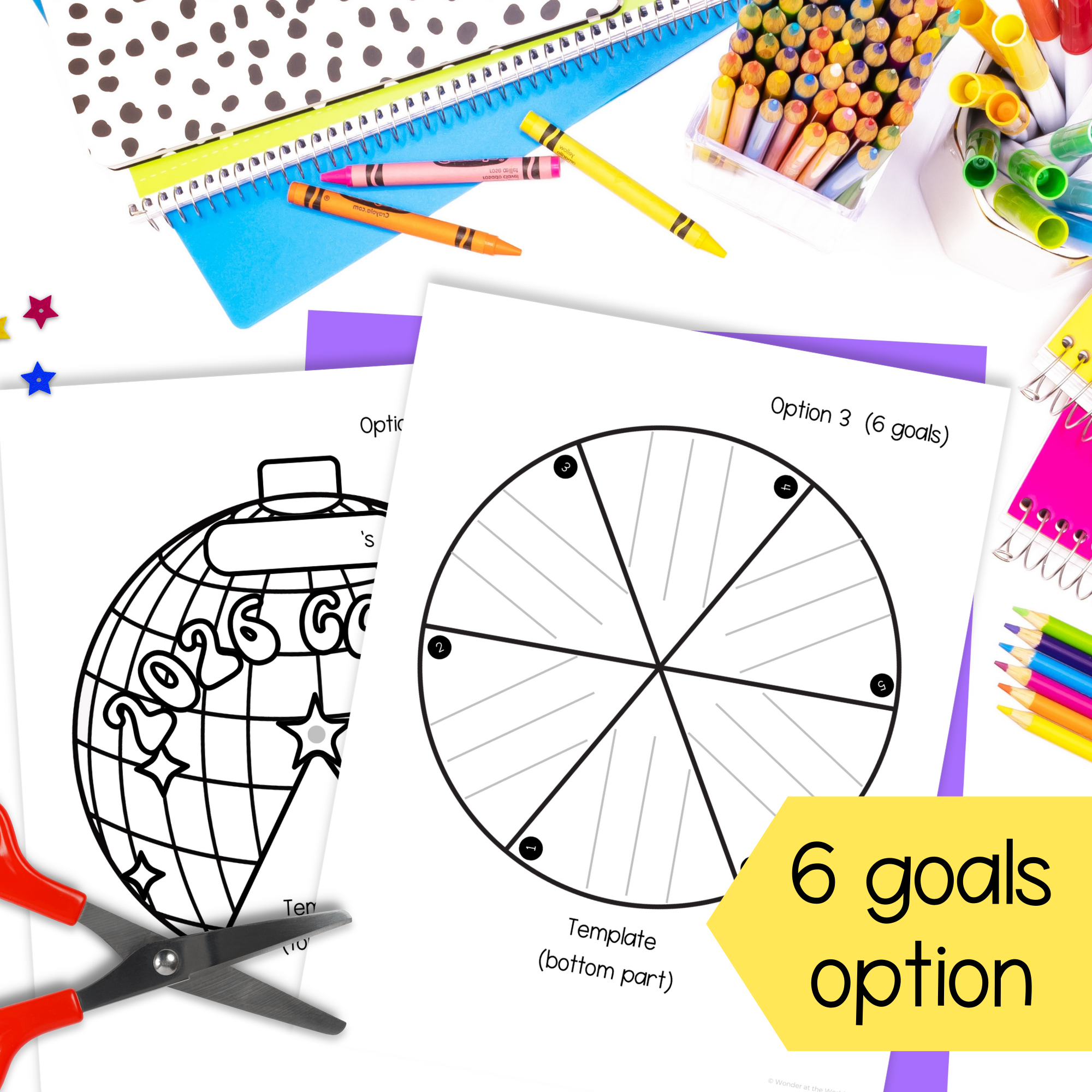 New year 2026 disco ball craft goal setting activity spinner wheel KS2 ...