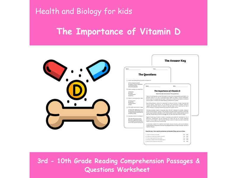 The Importance of Vitamin D Reading Comprehension Passages & Questions ...