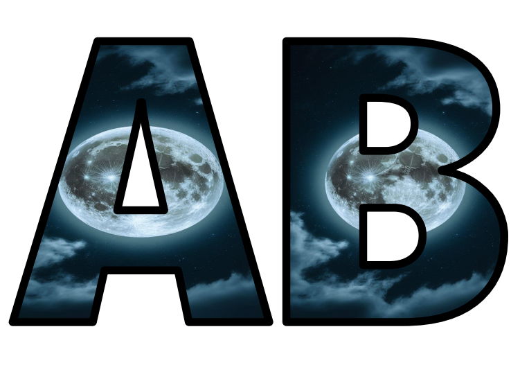 Full Moon Clouds Phases New Lettering Set Instant Display Title All ...