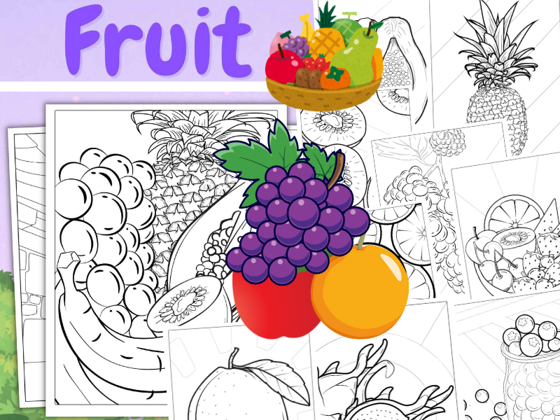 Fabulous Fruit Fun: Printable Coloring Pages for Kids | Teaching Resources