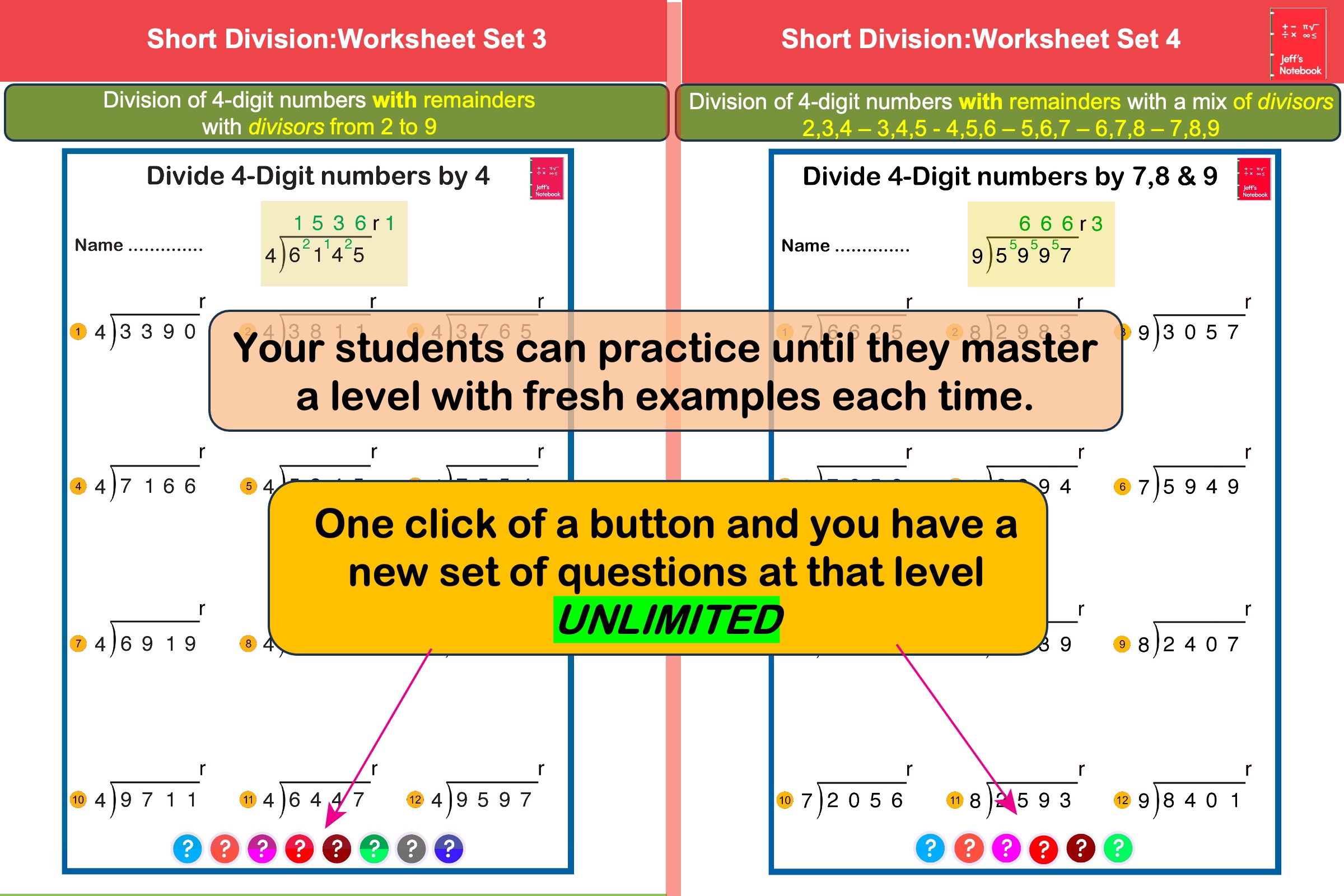 Short Division: 4-digit by 1-digit with & without remainders | Teaching ...