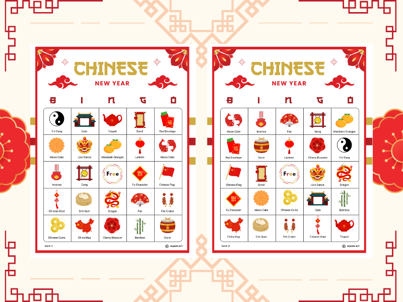 Chinese New Year Bingo Game Cards : Engaging and Educational Vocabulary ...