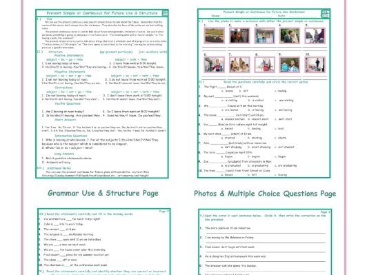 Present Simple-Continuous for Future Use Combo Activity Worksheets ...