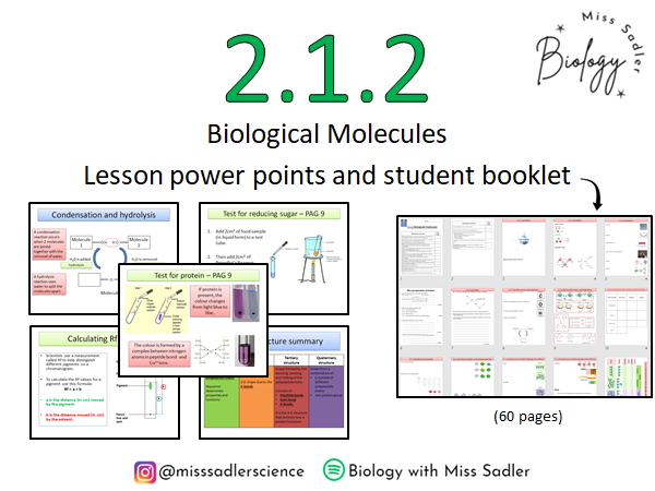 OCR A Level Biology 2.1.2 Biological molecules (approx 18 lessons) | Teaching Resources