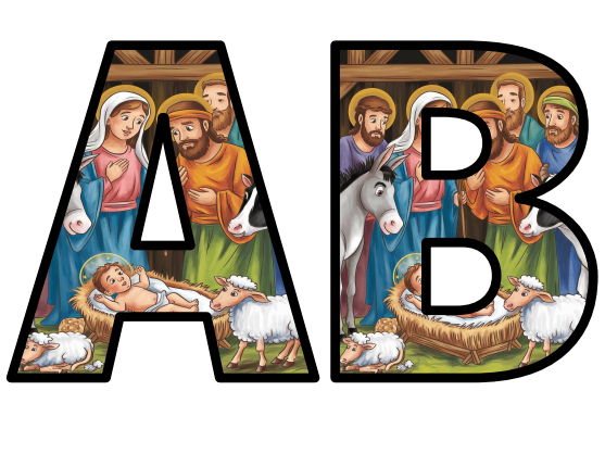 Bible Story Mary Joseph Baby Jesus Christmas Lettering Set Display ...