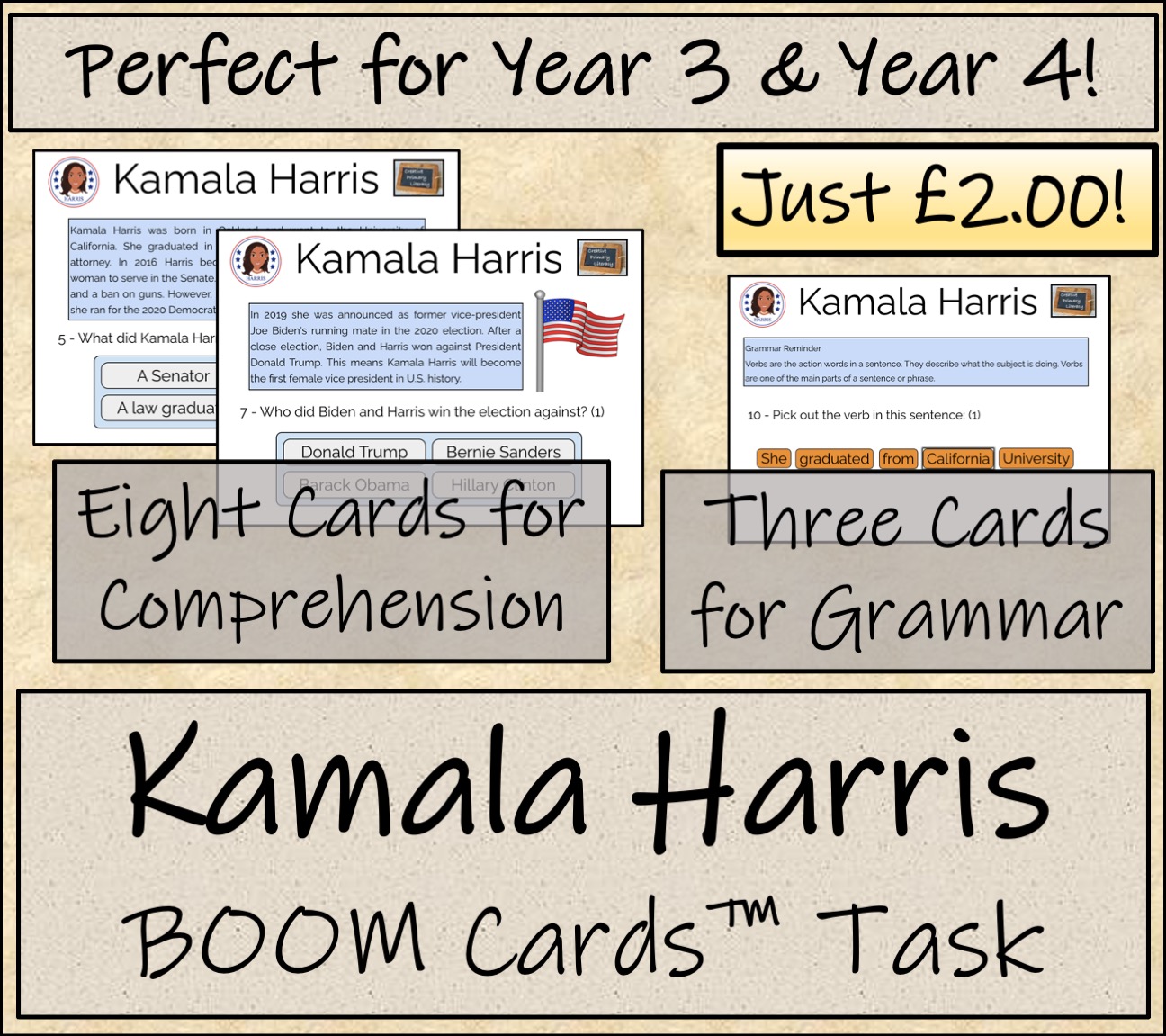 Kamala Harris - LKS2 BOOM Cards™ Comprehension Activity | Teaching ...