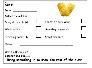 Golden Tickets for Behaviour | Teaching Resources