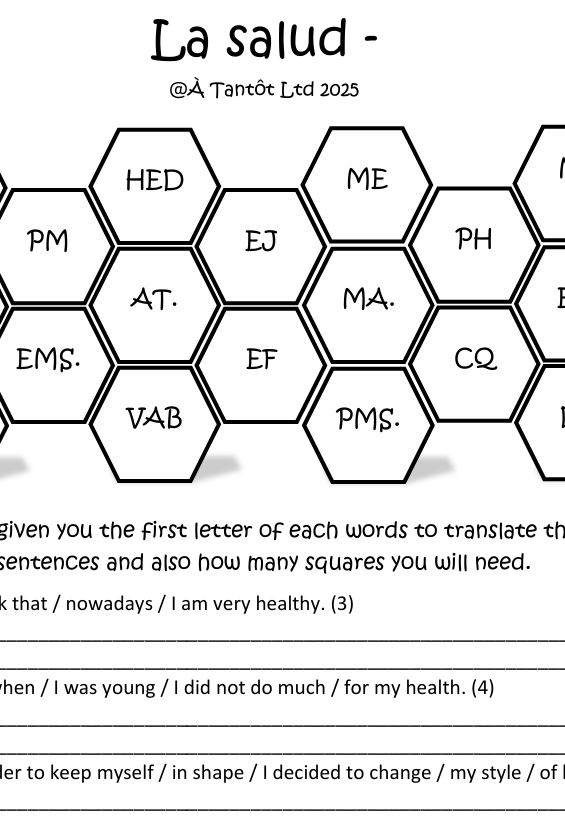 Letter translation - la salud - health - Spanish | Teaching Resources