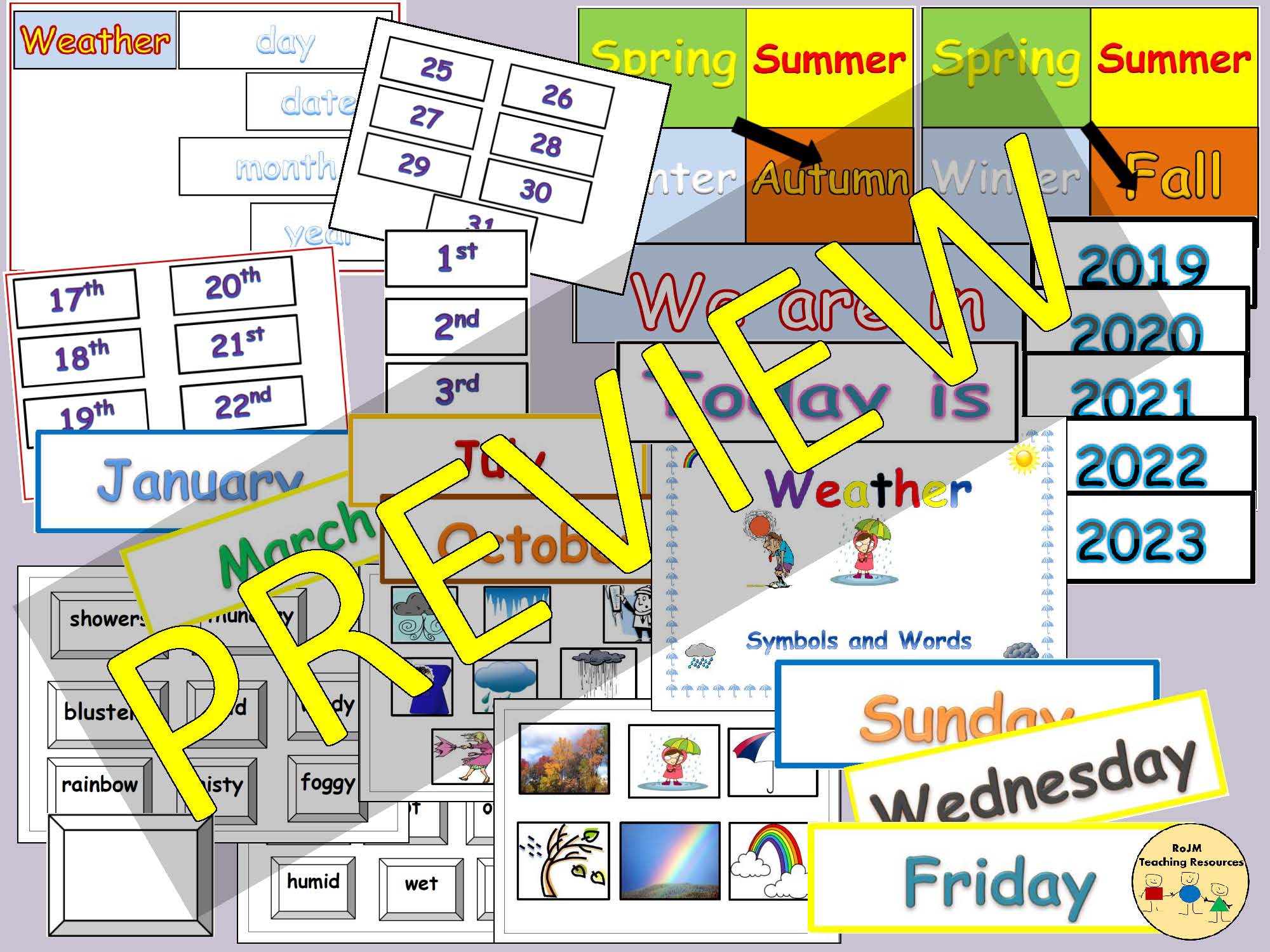 Calendar Adjustable/Editable Weather Pictures Days, Dates, Months ...
